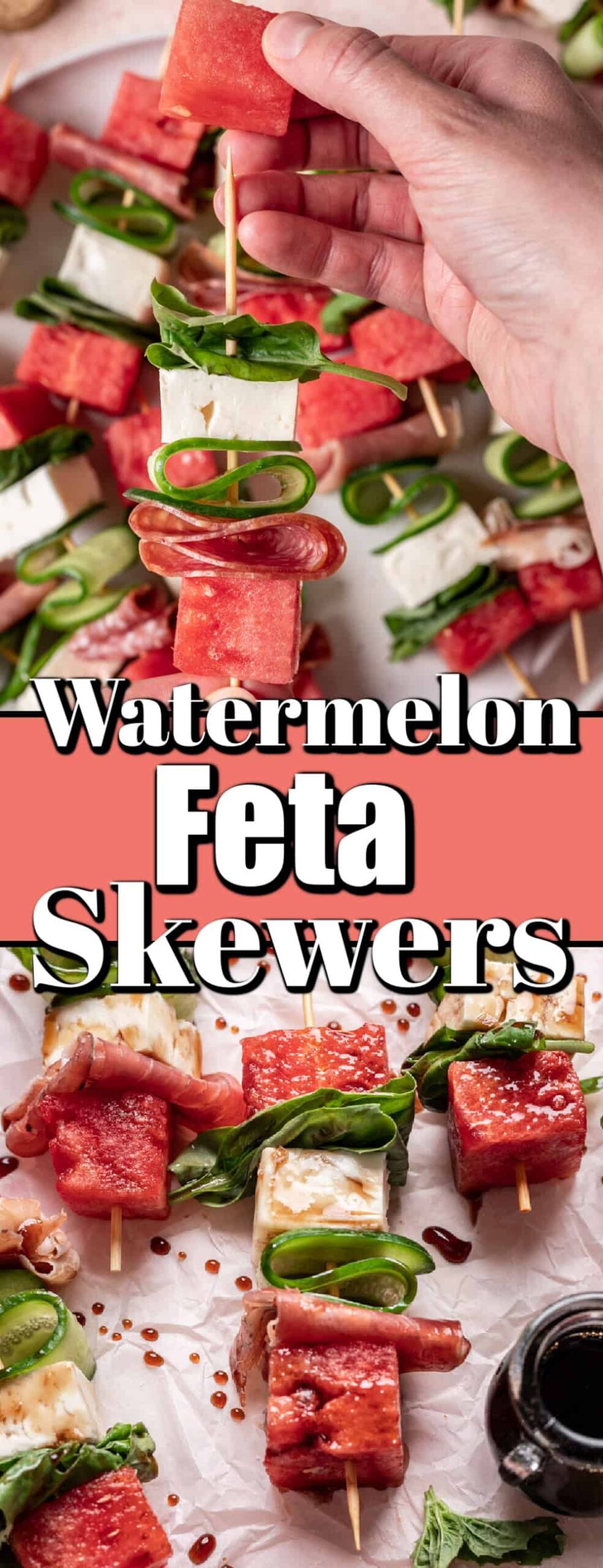 Watermelon Feta Salad Skewers are easy and refreshing.