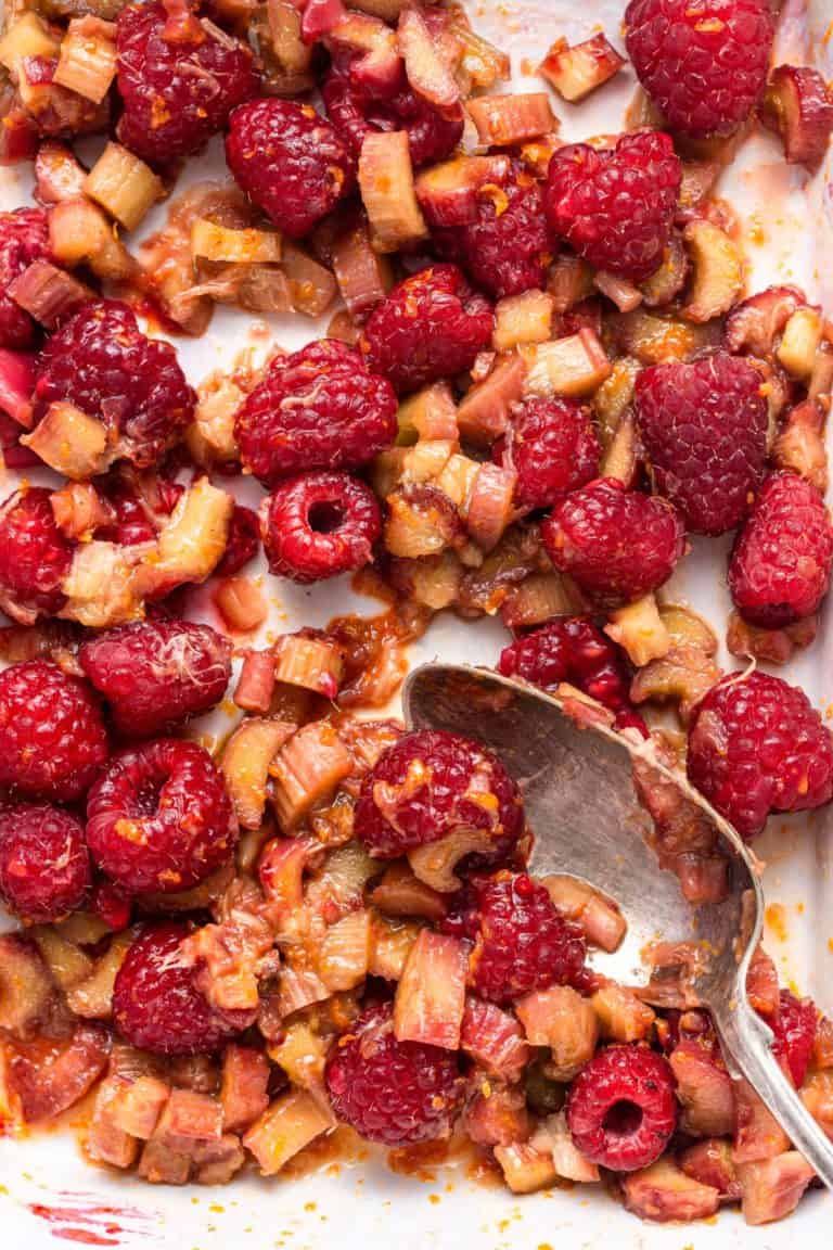 Rhubarb Raspberry Clafoutis - Noshing With the Nolands