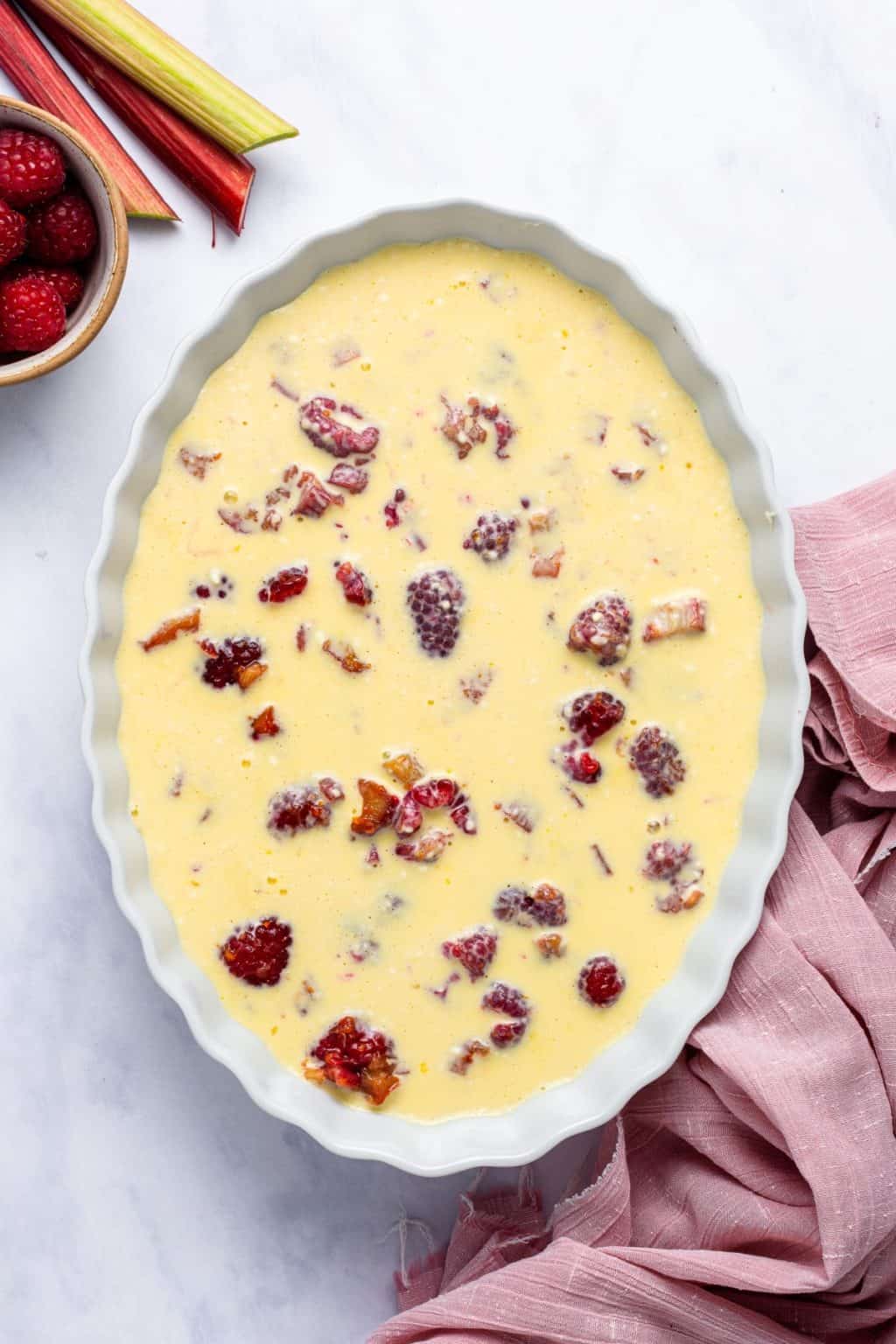 Rhubarb Raspberry Clafoutis - Noshing With the Nolands