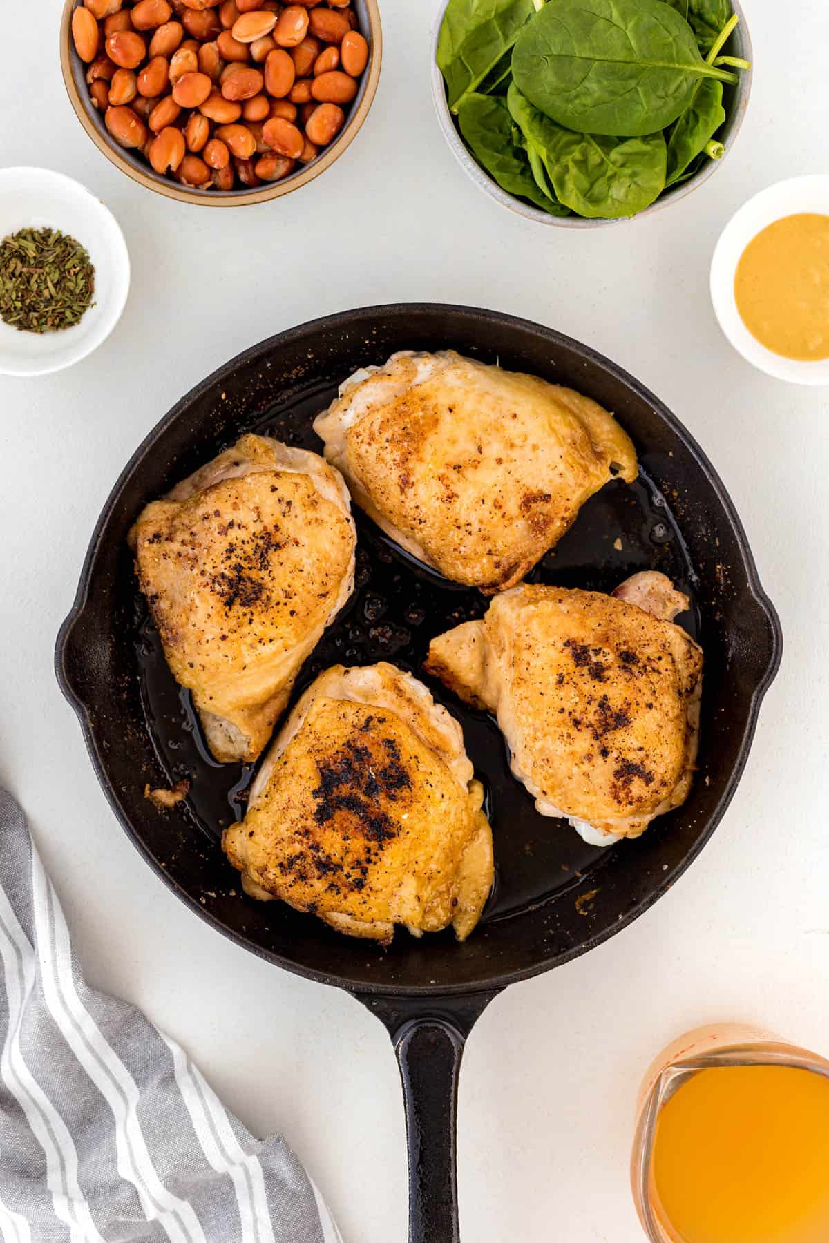 Skillet Chicken with Beans and Greens - Noshing With The Nolands
